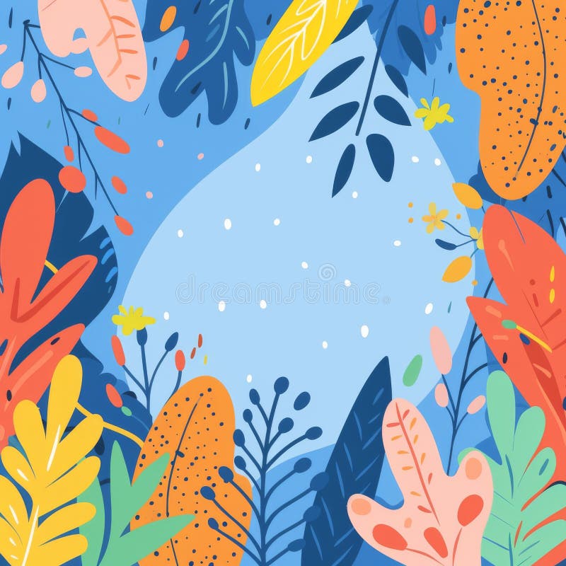 Vibrant Cartoon Background in Flat Lay Hand-drawn Style. Stock ...