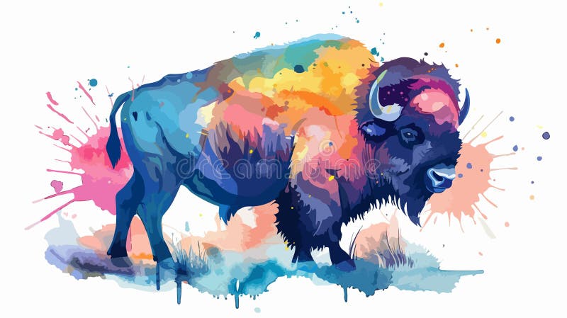 Vibrant Cartoon Bison Illustration for Creative Projects and Designs ...