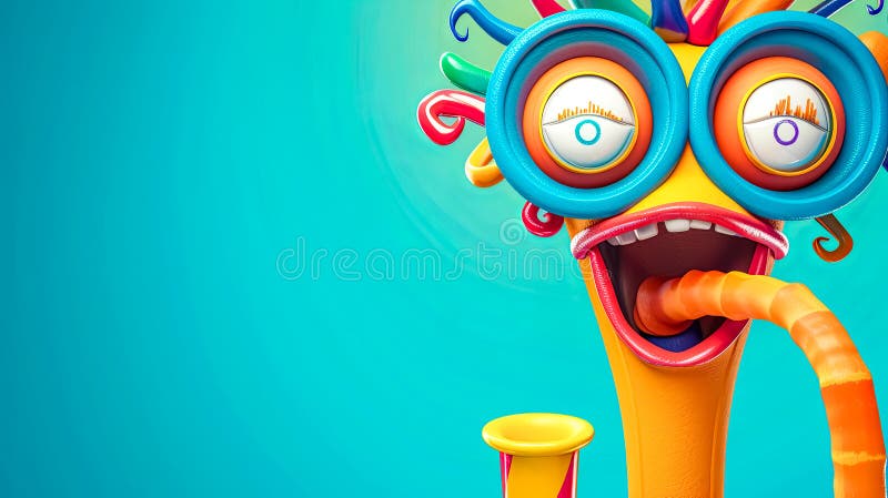 Vibrant Cartoon Character with Multiple Eyes and Spirals Stock Photo ...