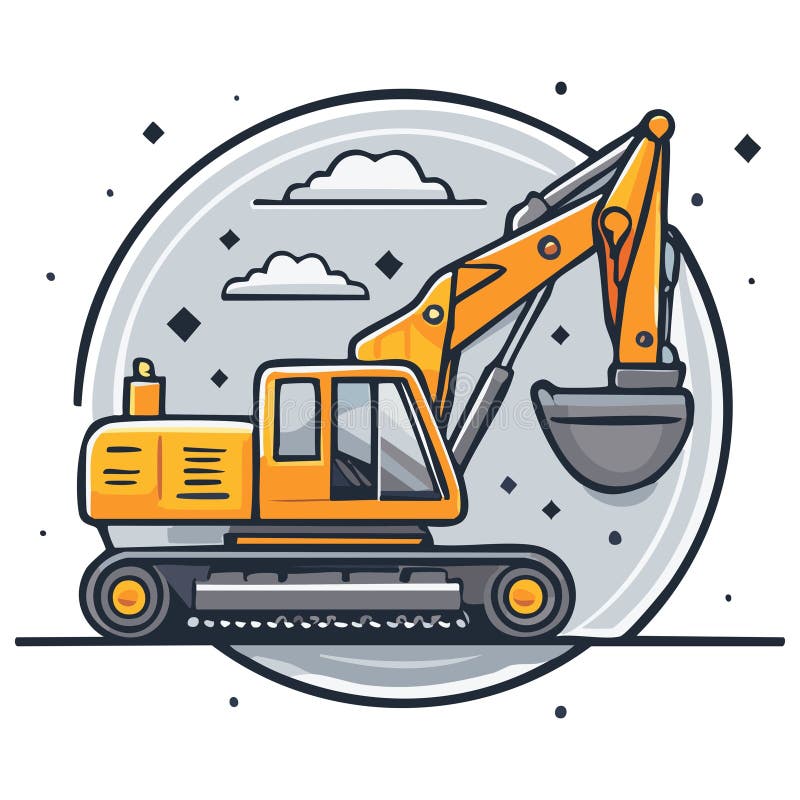 Vibrant Cartoon Excavator Heavy Equipment Digging Machine Illustration ...