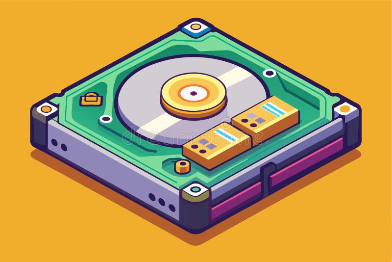 A Vibrant Cartoon Hard Drive with Customizable Components Presented on ...
