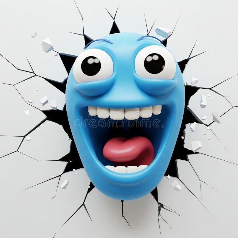 Vibrant Cartoon Head Breaking White Surface Stock Illustration ...