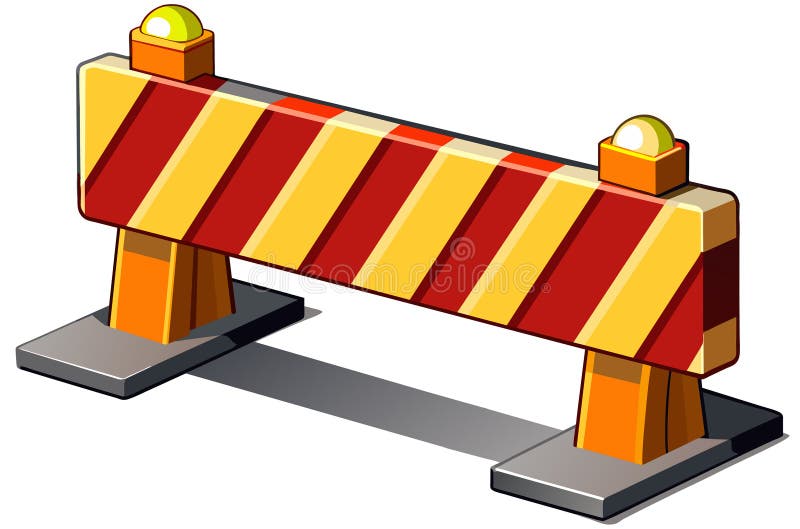 Vibrant Cartoon Illustration of Roadblock on White Background Stock ...