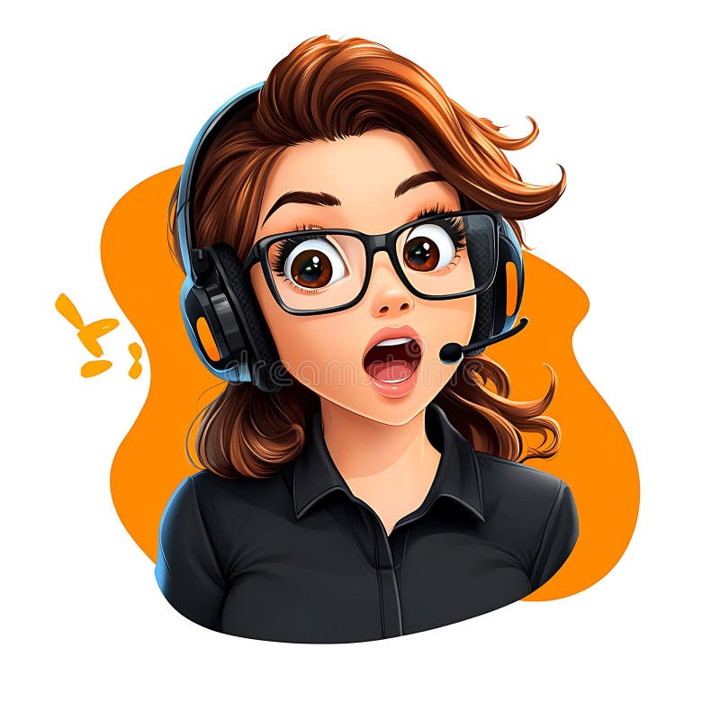 Cartoon Virtual Assistant Responding To User Inquiry Stock Illustration ...