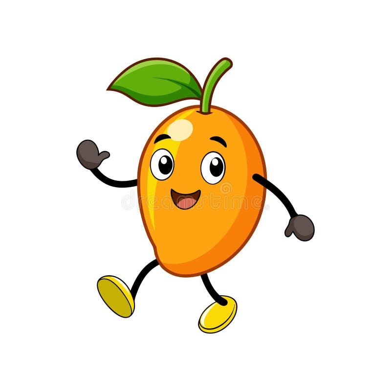 Cheerful Mango Cartoon Character Waving Hello Isolated on White Stock ...