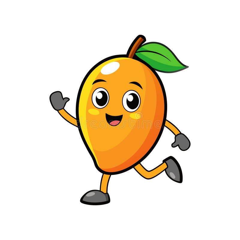 Cheerful Mango Character Running Joyfully with a Bright Smile Stock ...