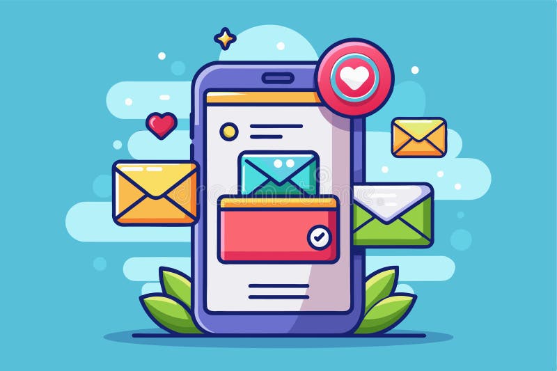A Vibrant Cartoon Representation of a Mobile Inbox Showcasing ...
