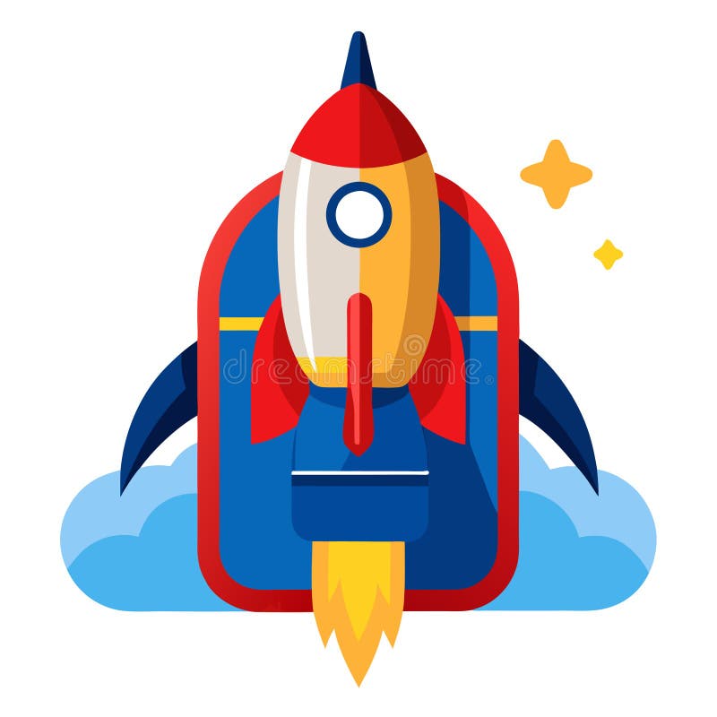 Colorful Rocket Launching into Space, Startup Concept, Vector ...