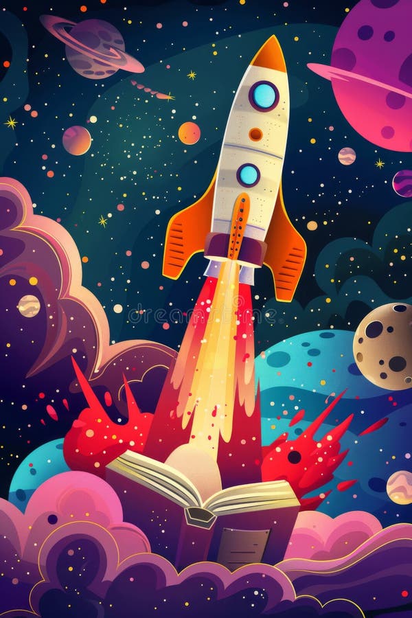 A Vibrant Cartoon Rocket Soars into Space, Igniting Excitement for ...