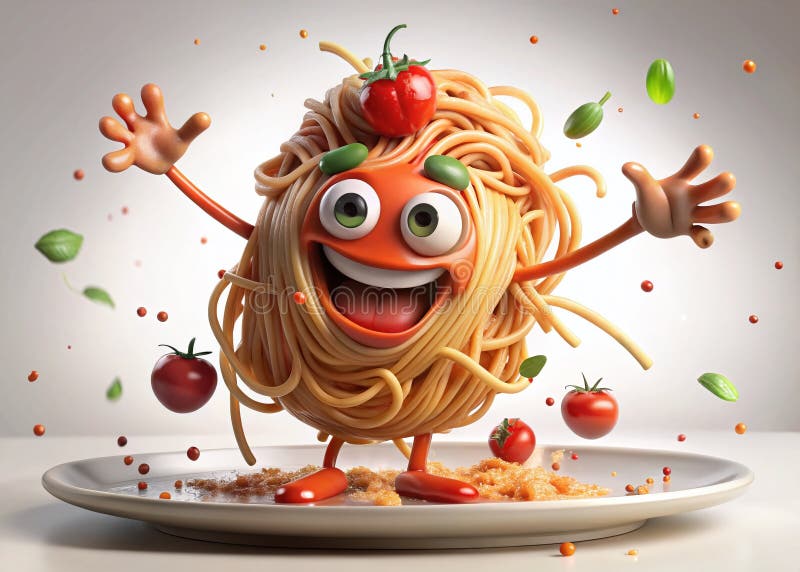 A Hilarious Spaghetti Cartoon Character Perfectly Positioned for Visual ...