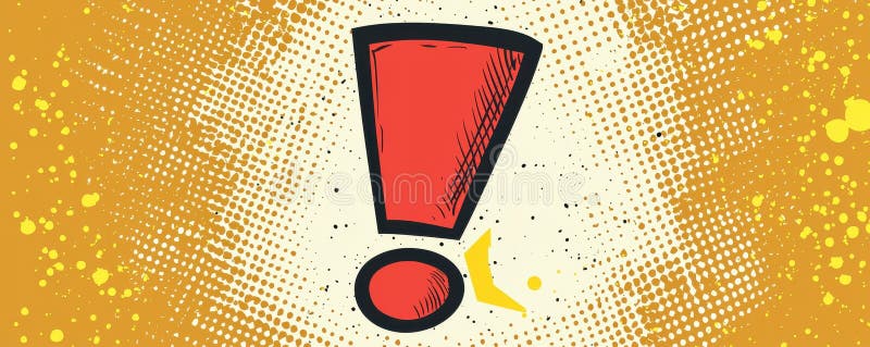 Vibrant Cartoon-style Exclamation Mark with Explosion Effect Stock ...