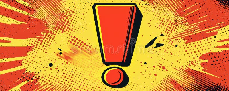 Vibrant Cartoon-style Exclamation Mark Icon with Dynamic Background ...