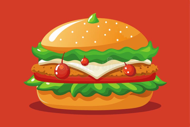 Delicious Cartoon Double Cheeseburger Illustration Stock Illustration ...