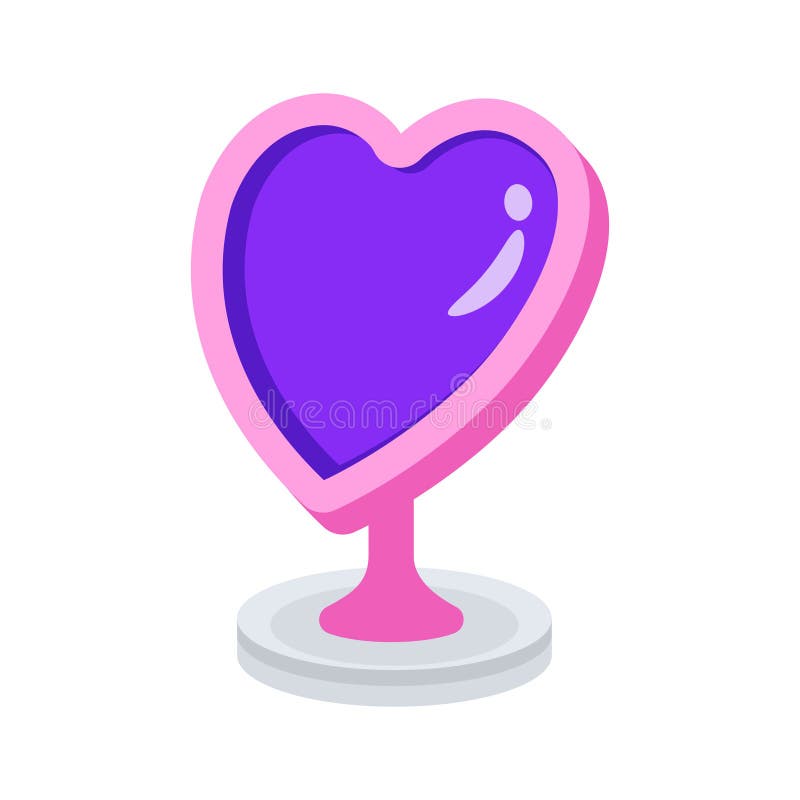 A Vibrant, Cartoon Style Illustration of a Heart Shaped Mirror Stock ...