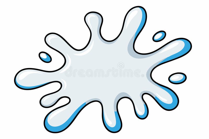 Cartoon-style Splash of Light Blue Liquid on White Background Stock ...