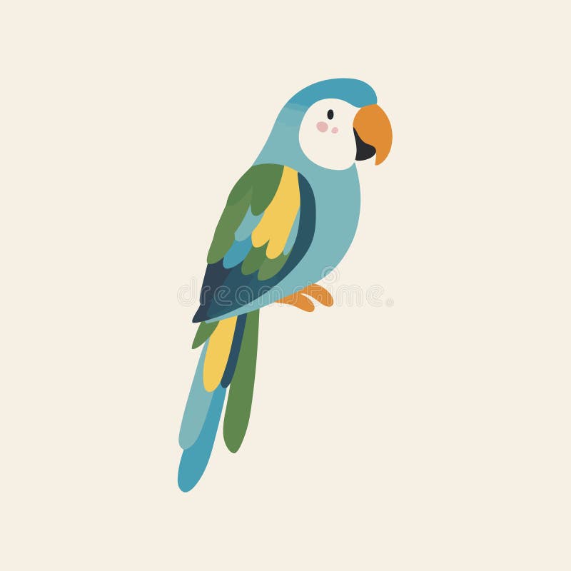 Cute Cartoon Parrot Illustration Against a Plain Background Stock ...