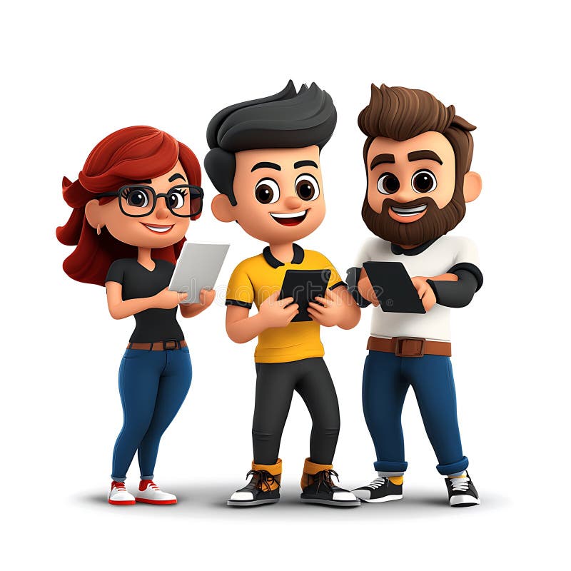 Cartoon Team Discussing App Development Ideas Stock Illustration ...
