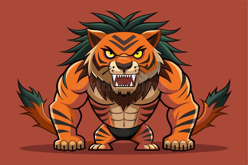 A Vibrant Cartoon Tiger Stands in a Powerful Pose with Exaggerated ...