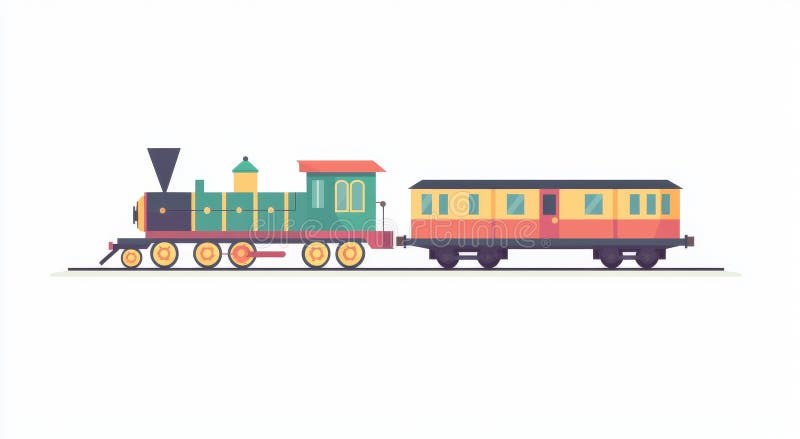 Vibrant Cartoon Train Side View on a White Background Stock ...