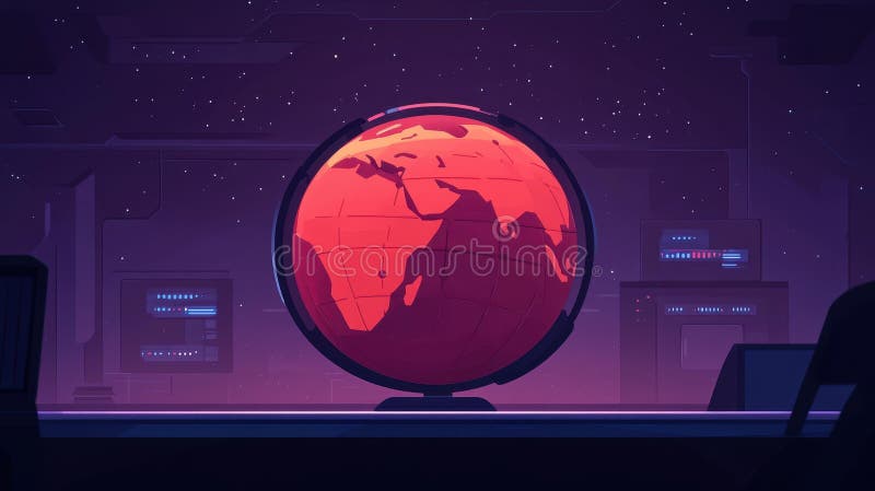 A Vibrant Cartoonstyle Globe Network Illustration, Showcasing ...