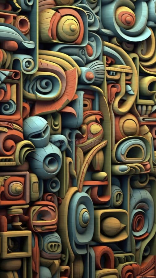 Vibrant Carved Shapes with Deep Effects . Stock Illustration ...