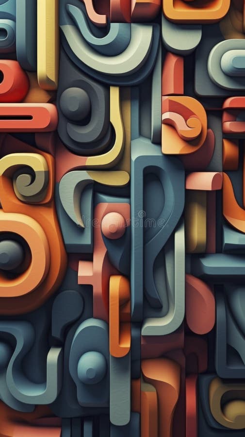 Vibrant Carved Shapes with Deep Effects . Stock Illustration ...