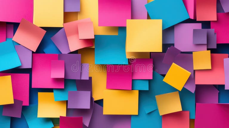 Vibrant Cascade: a Colorful Assemblage of Interlocking Square Forms in ...