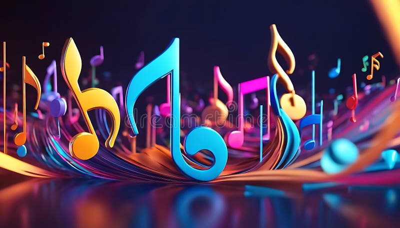 Melodic Whirl: a Symphony of Colorful Notes Stock Illustration ...