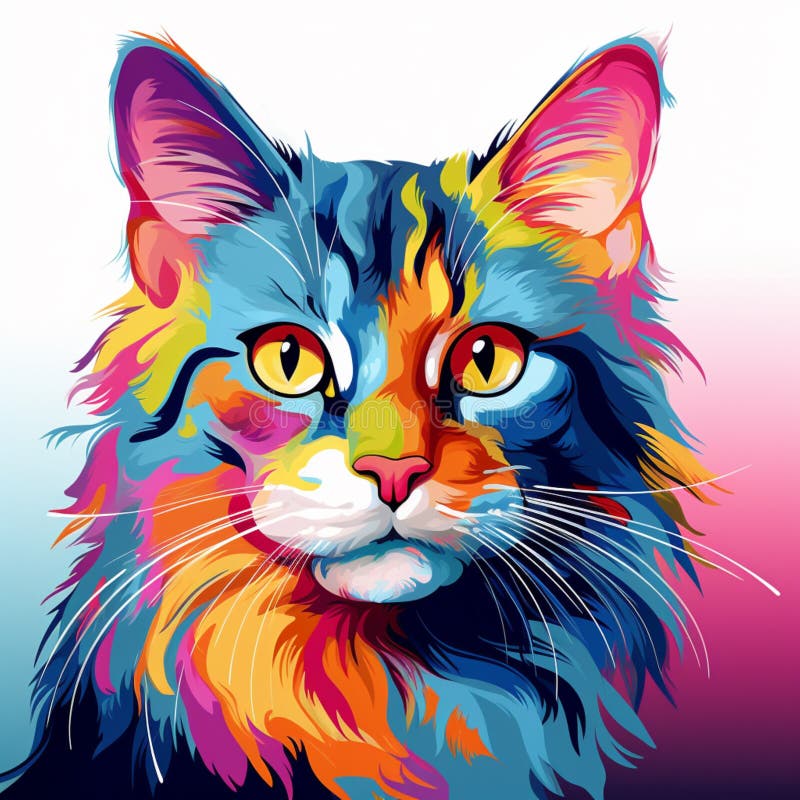 Vibrant Cat Pop Art Portrait Posters for Decoration Stock Illustration ...
