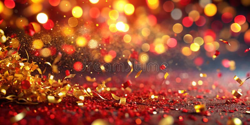 Sparkling Red and Gold Confetti a Festive Celebration Background ...