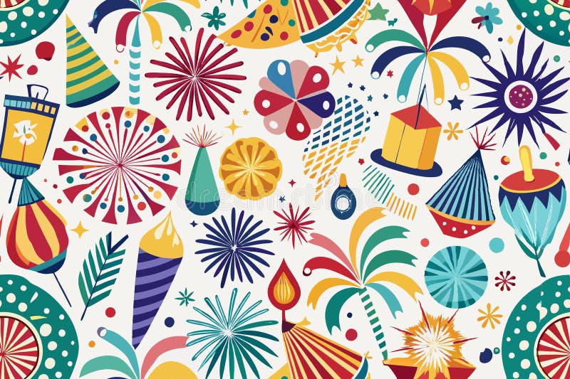 Vibrant Celebration Patterns Colorful Fireworks Festive Decorations ...