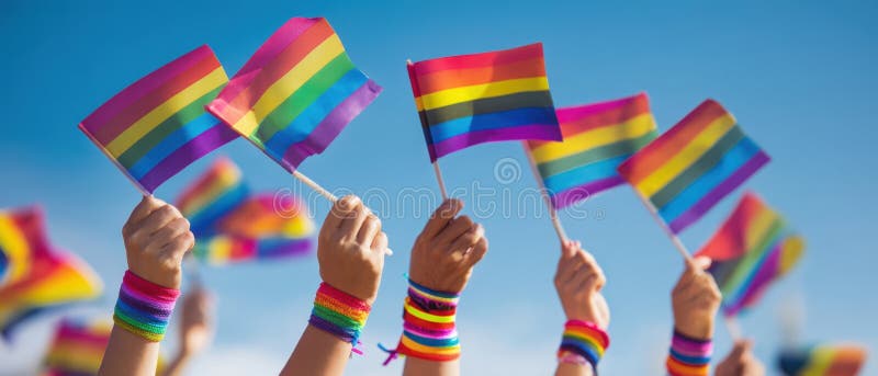 The Vibrant Celebration of Pride Flags Held High in Unity and Joy. AI ...