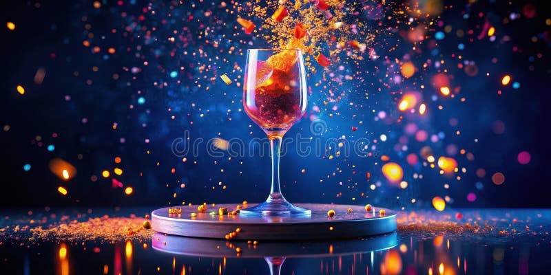 Vibrant Celebration a Sparkling Drink with Festive Confetti Explosion ...