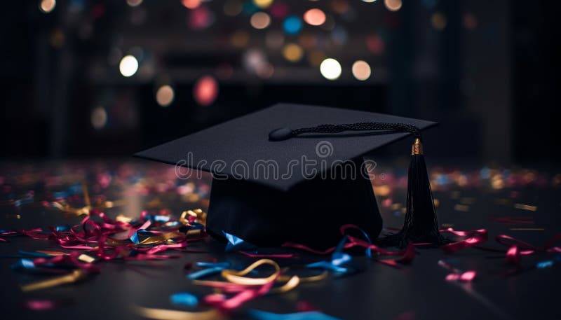 Vibrant Celebration of Success: Diploma, Cap, Confetti, Achievement ...