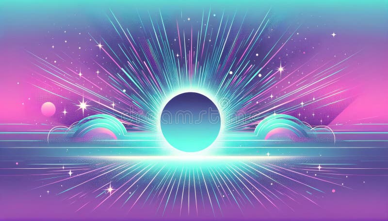 Vibrant Celestial Eclipse with Radiant Colors Stock Illustration ...
