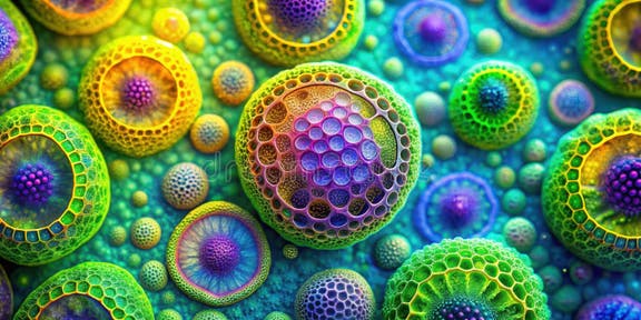 Vibrant Cellular Structures a Symphony of Color and Form in Microscopic ...