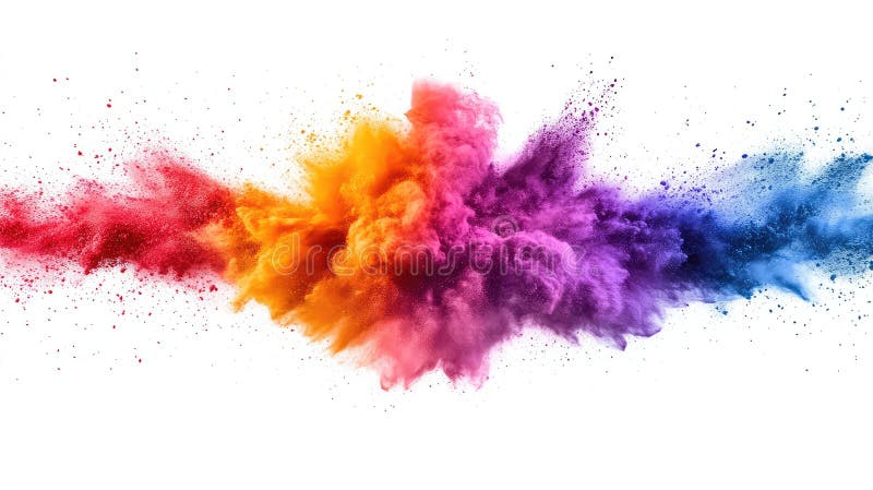 Vibrant Chalk Explosion Isolated on White Background with Colorful ...