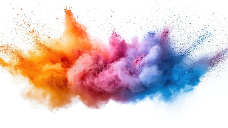 Vibrant Chalk Explosion Isolated on White Background with Colorful ...