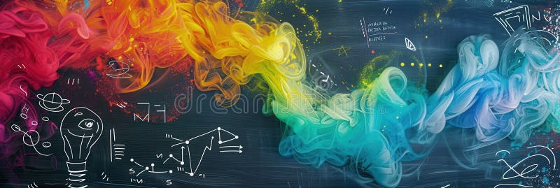 Vibrant Chalk Strokes Create Waves on a Blackboard, Blending Art with ...
