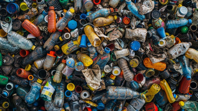 Vibrant Chaos a Close Up of Colorful Plastic Waste and Recyclables in a ...