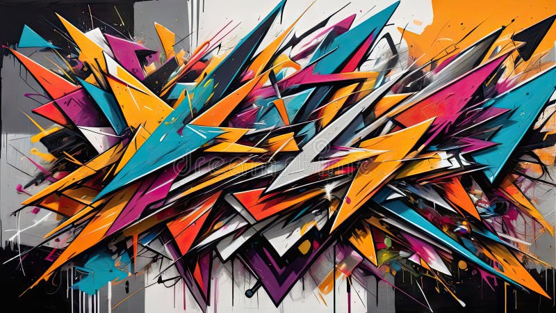 Vibrant Chaotic Graffiti Abstract Art Featuring Bold Colors and Sharp ...