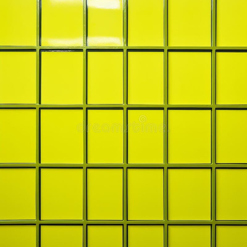 Vibrant Chartreuse Grid Pattern on Modern Yellow Wall Background Stock ...