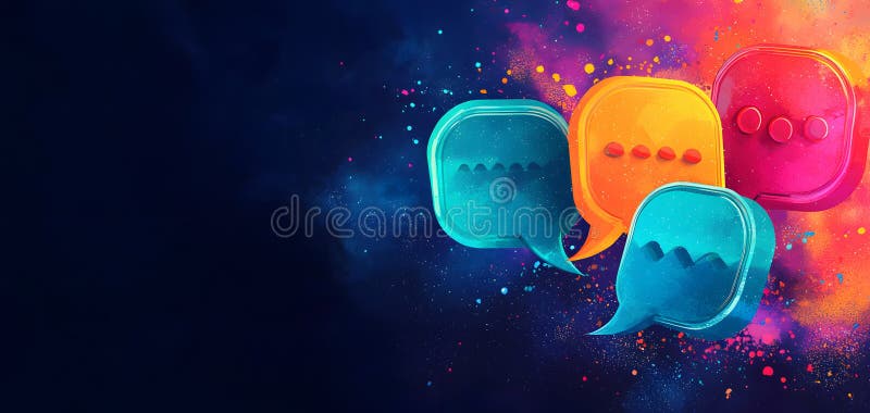 Vibrant Chat Bubbles Floating in a Cosmic Background for Engaging Stock ...
