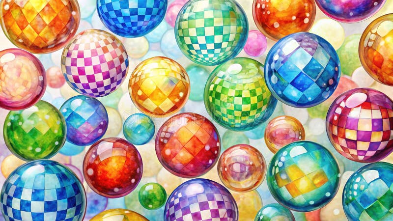 Vibrant Checkerboard Pattern Sphere Bubbles an Abstract Geometric Background Design for Digital ...