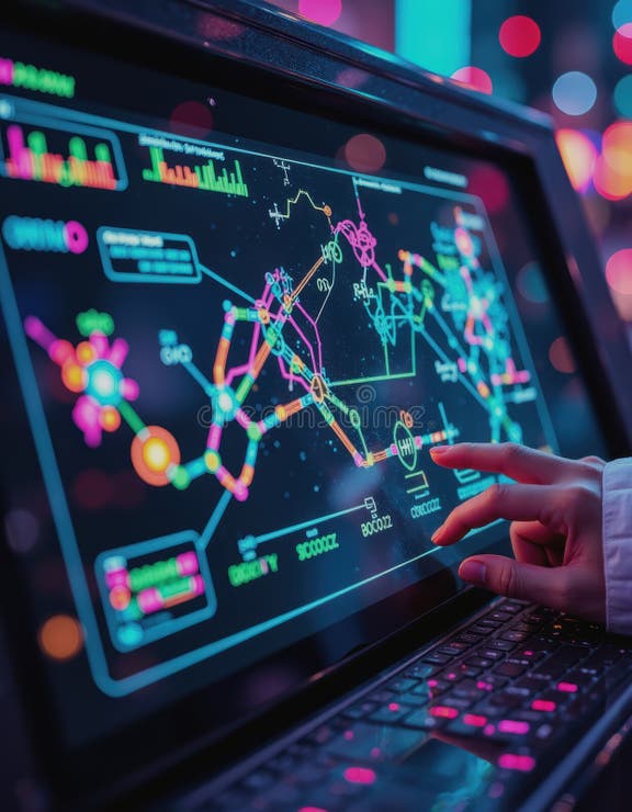 Chemical Process Diagram Displayed on a Touchscreen Interface Stock ...