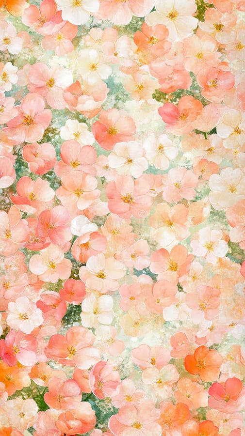 Vibrant Cherry Blossom Pattern with Soft Peach and White Petals Stock ...