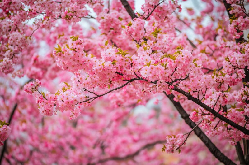 A Vibrant Cherry Blossom Tree in Full Bloom Stock Illustration - Illustration of charming ...