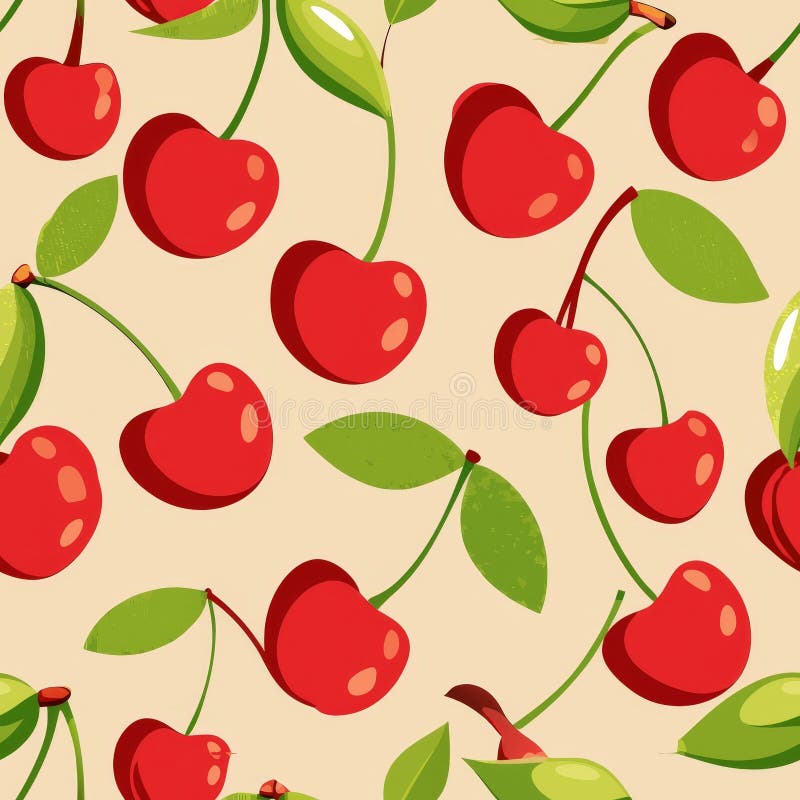 Vibrant Cherry Pattern: Fresh and Colorful Fruit Design Stock Image ...