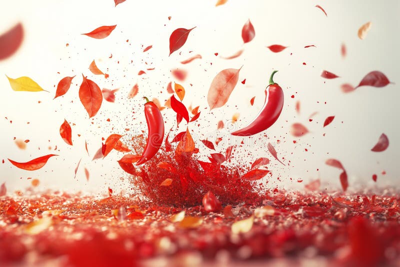 Vibrant Chili Pepper Explosion: a Culinary Burst of Red and Spice Stock ...