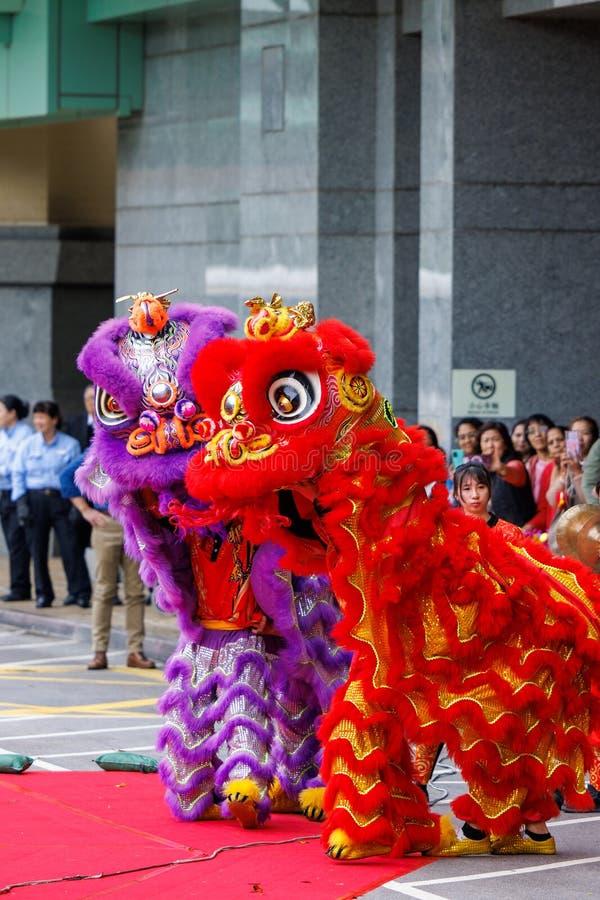 Chinese Lion Dance Performance in Cultural Celebration Editorial Image ...